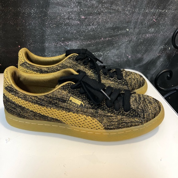 Puma | Shoes | Puma Metallic Gold Puma Basket Mens | Poshmark